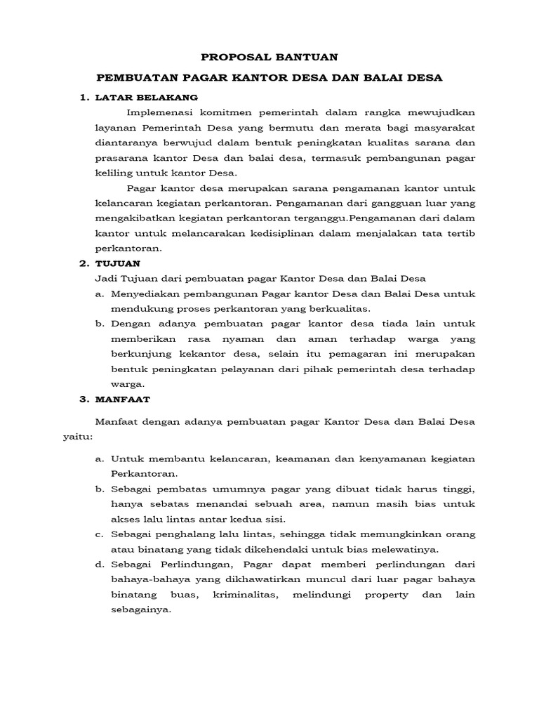 9.proposal Pagar Kantor Desa | PDF