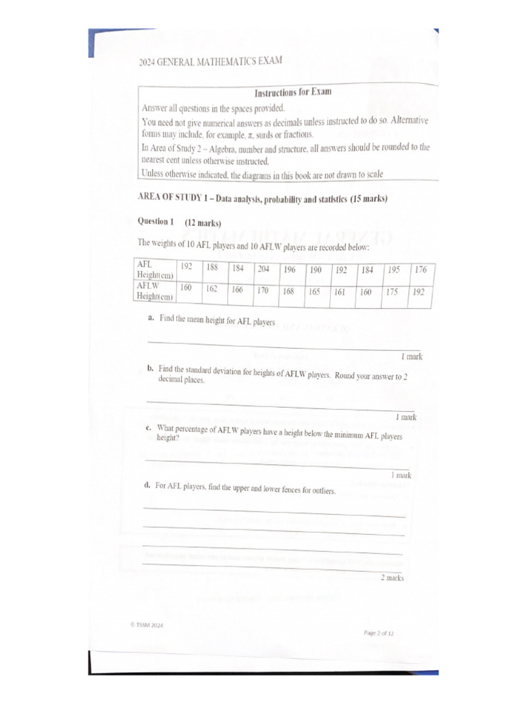 2024 General Mathematics Exam | PDF