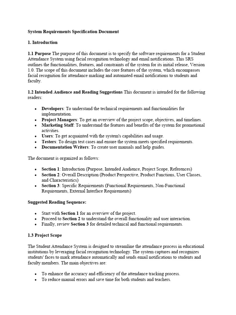 System Requirements Specification Document | PDF | Computing ...