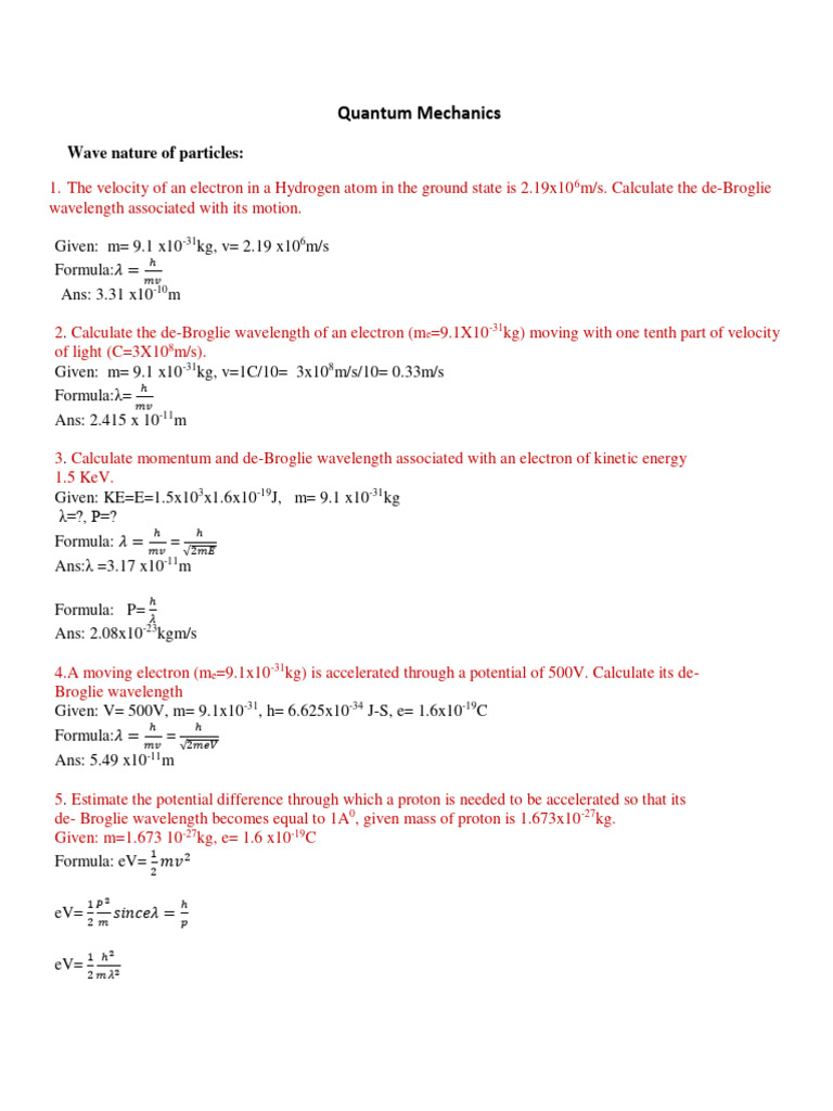 Physics Numericals | PDF | Electron | Optical Fiber