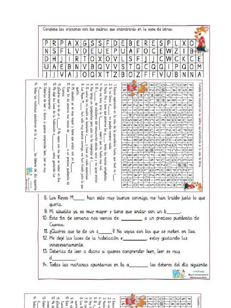 Sopa de Letra Con Oraciones | PDF