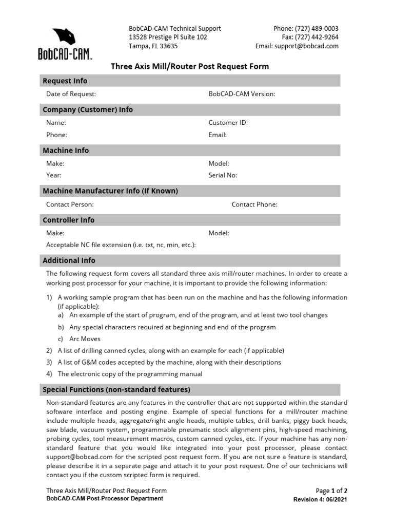3 Axis Mill Post Request Form | PDF | Computing | Computer Engineering 3 Axis Mill Post Request Form | PDF | Computing | Computer Engineering