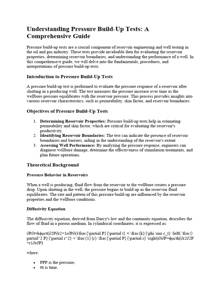 Understanding Pressure Build-Up Tests: A Comprehensive Guide | PDF ...