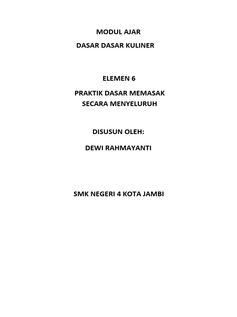 Modul Elemen 6 Praktik Dasar Memasak Okeh | PDF