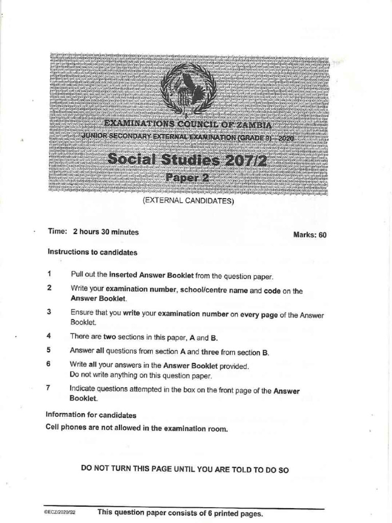 G9-Social Studies 2020 p2 External | PDF