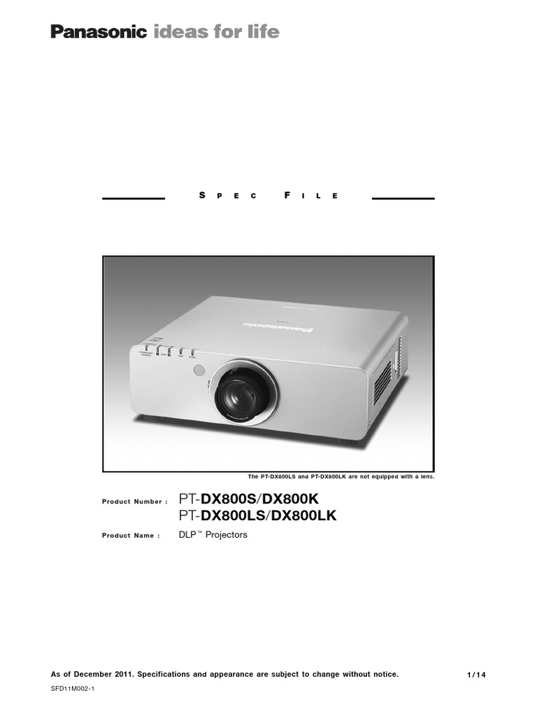 dx800 Specs | PDF | Display Resolution | Digital Technology