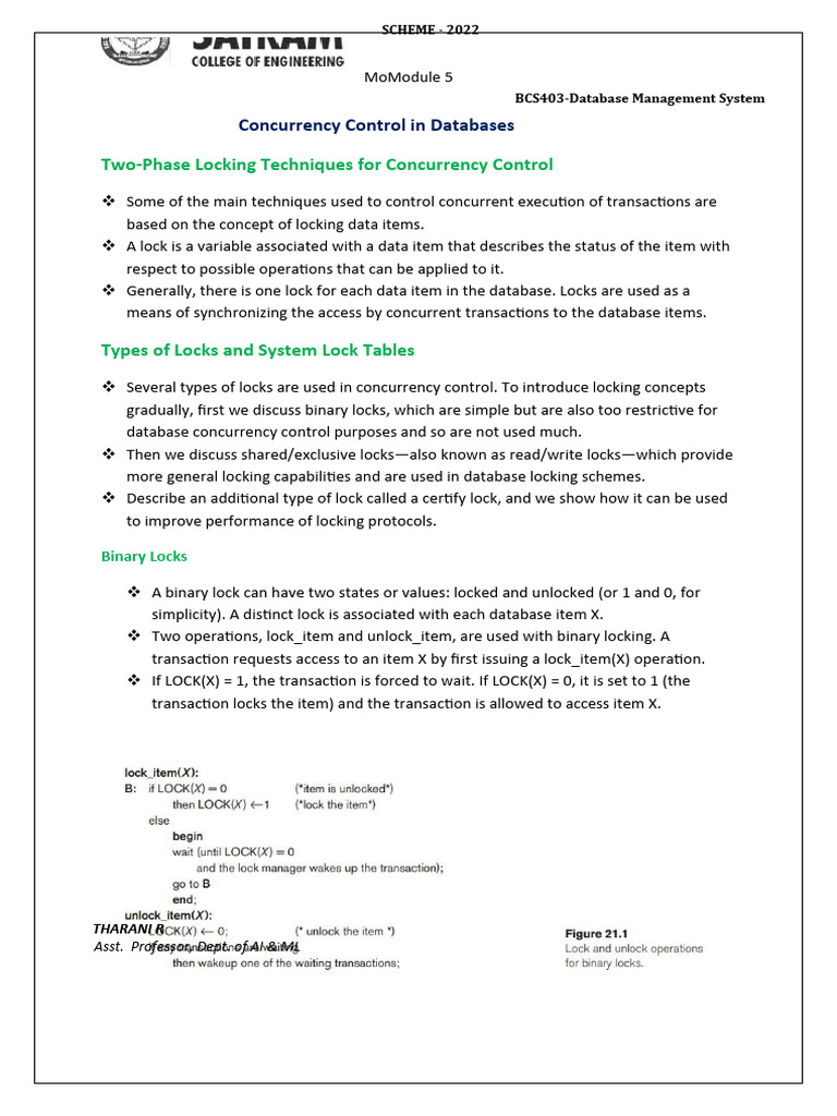 Lecturenotes Module 5 Bcs403 Databasemanagementsystem Pdf Database Transaction Databases