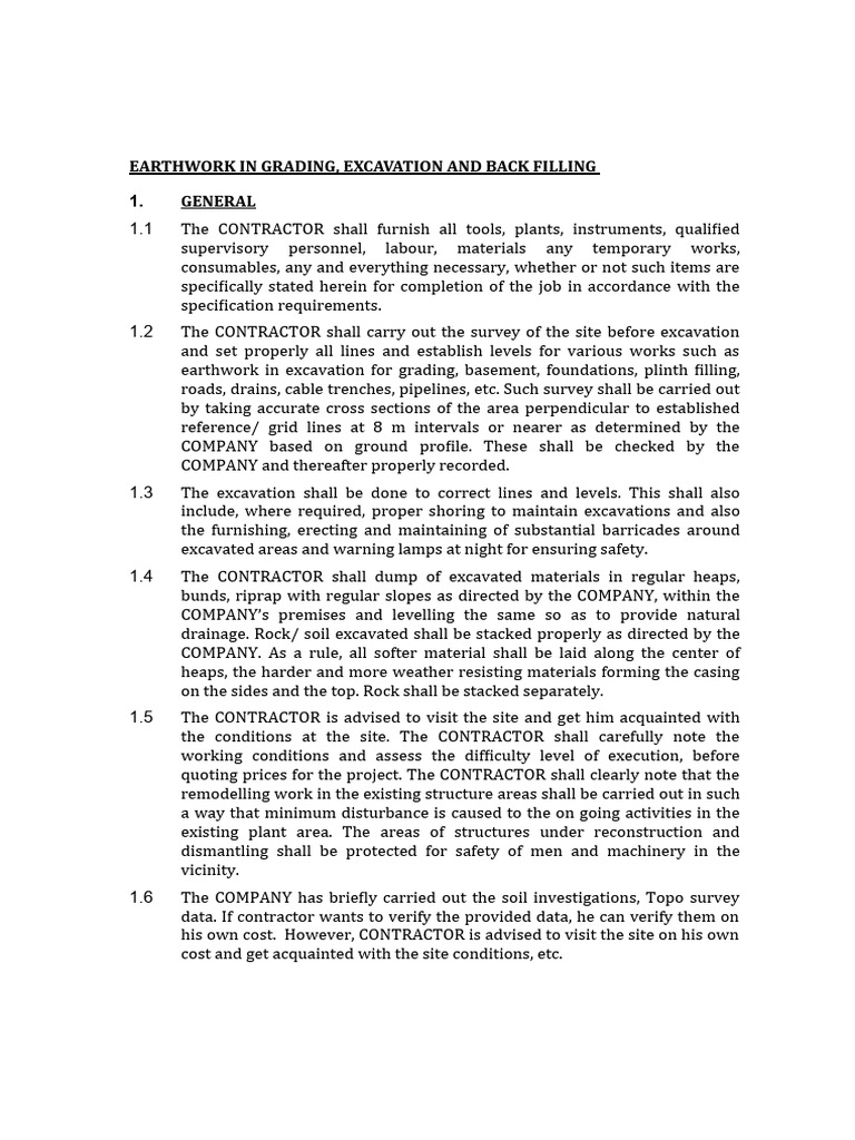Earthwork Procedures for Excavation & Grading | PDF | Rock (Geology) | Soil