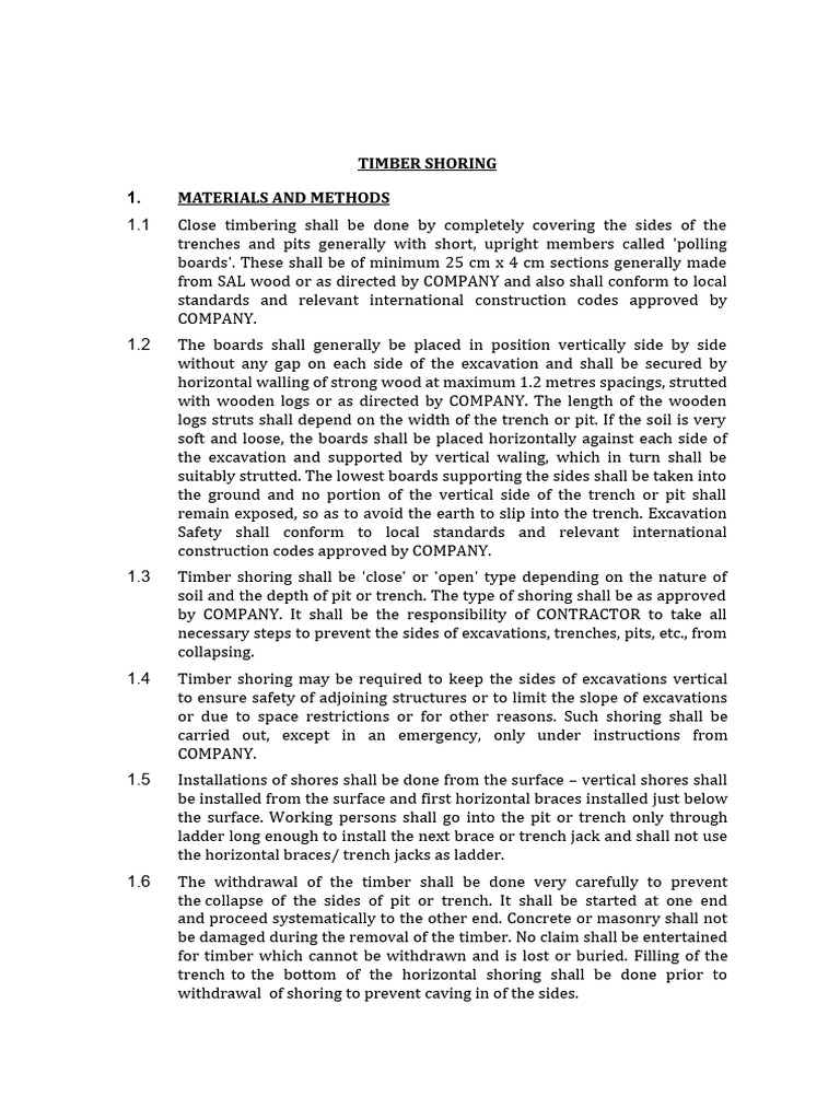 Timber Shoring for Construction Pros | PDF | Trench | Lumber