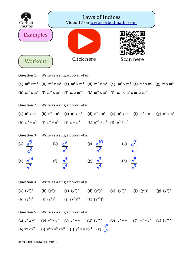 Laws of Indices PDF | PDF | Games & Activities