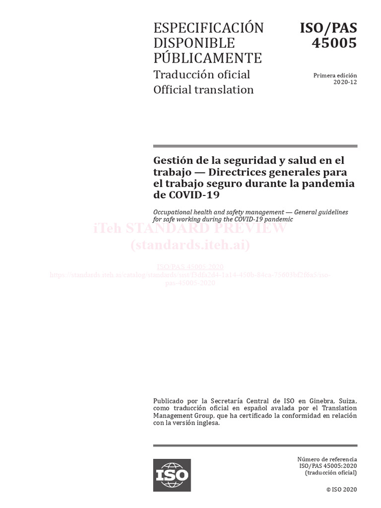 Iso Pas 45005 - 2020 | PDF | Organización internacional para la ...