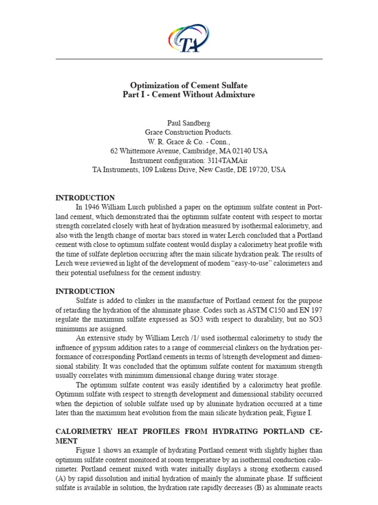 Optimization of Cement Sulfate Part 1, Cement Without Admixture | PDF | Cement | Concrete