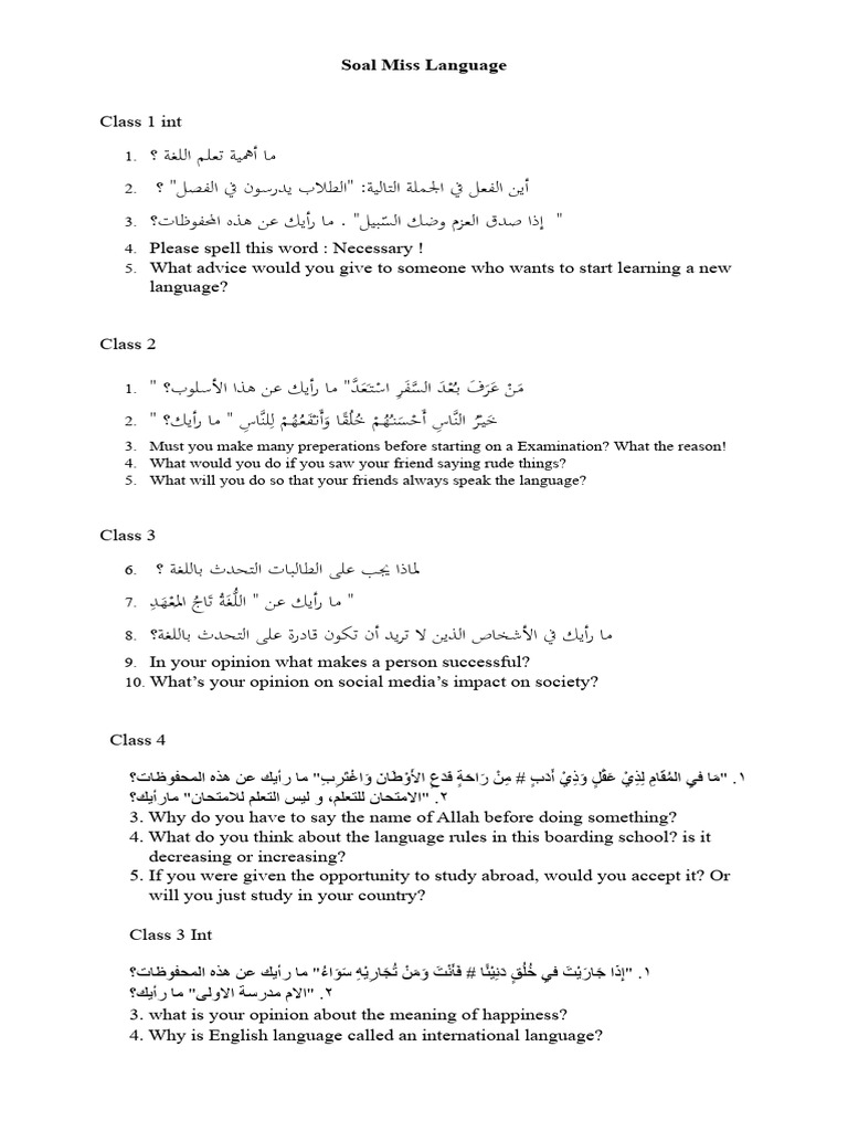 Soal Miss Language | PDF