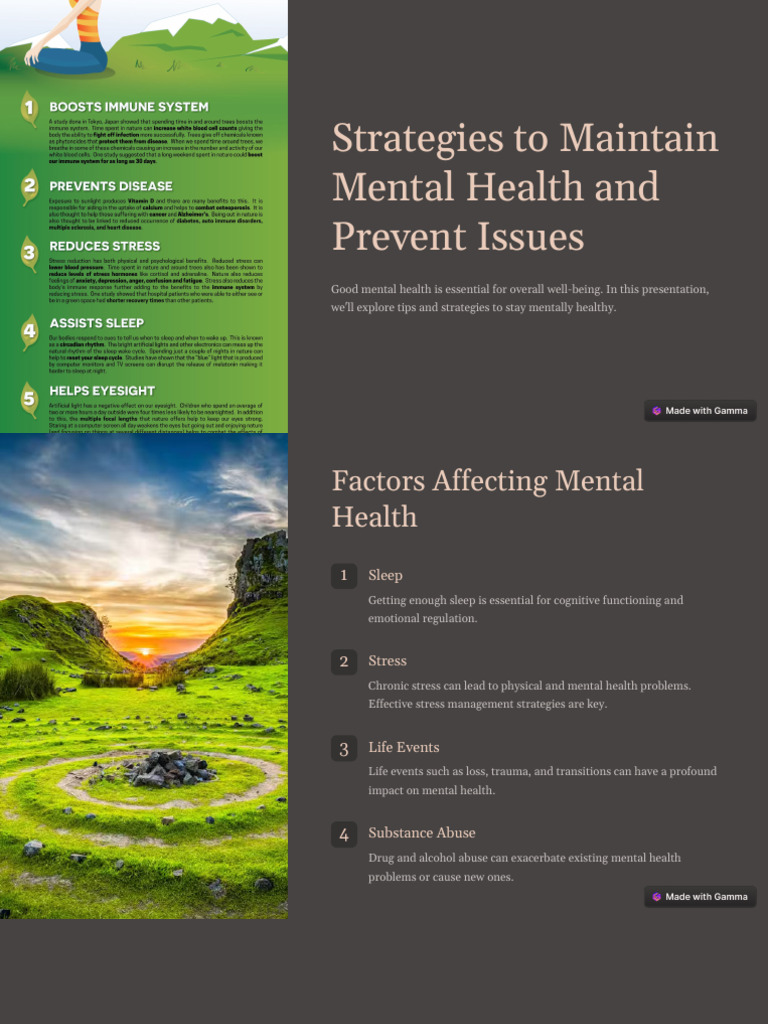 Strategies To Maintain Mental Health and Prevent Issues | PDF | Mental ...