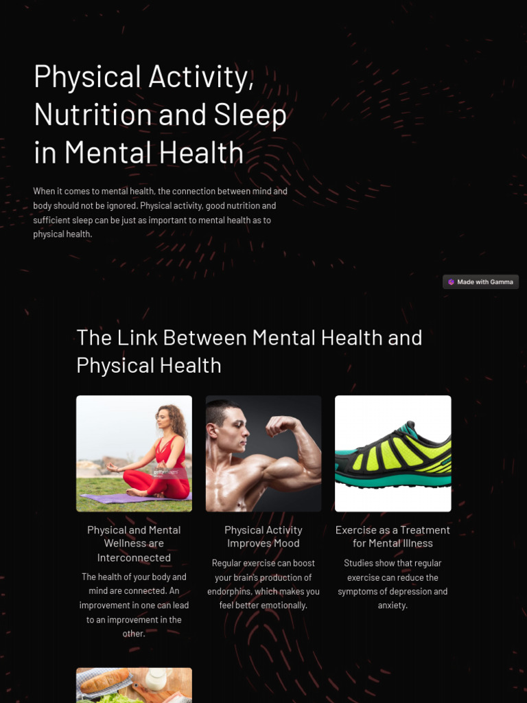 Physical Activity Nutrition and Sleep in Mental Health | PDF | Mental ...
