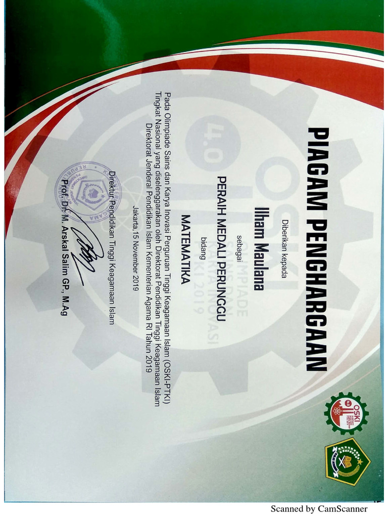 Sertifikat OSKI PTKI 19 | PDF