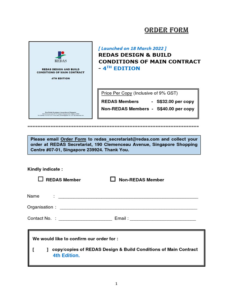 ORDER FORM REDAS DB Conditions of Main Contract 4th Edition Year 2024 ...