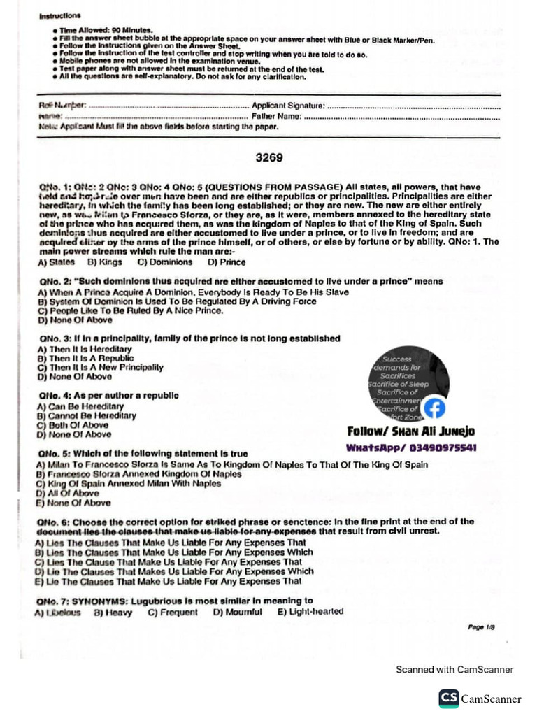 Today's ZTBL Paper Conduct by OTS | PDF | Social Science