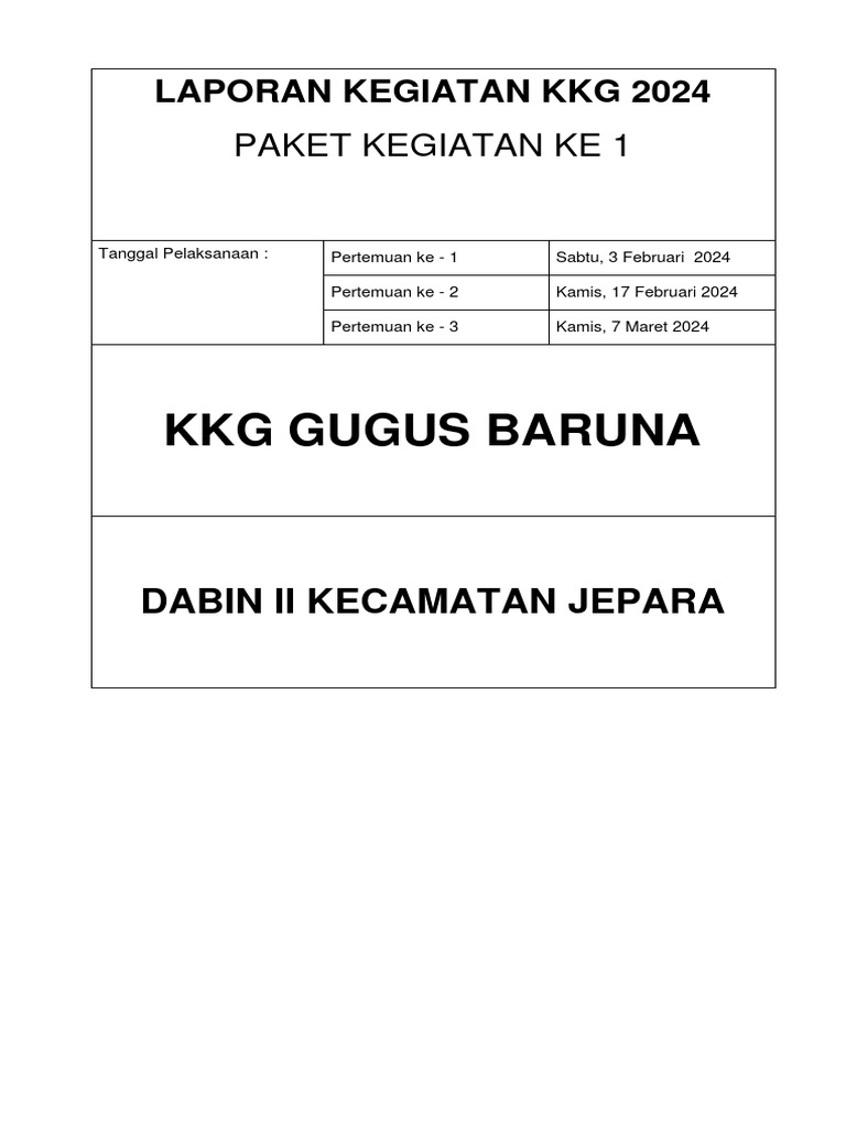 Laporan KKG Paket 1 2024 | PDF | Karier & Perkembangan
