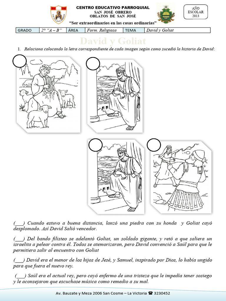 Historia de David y Goliat para 2° grado | PDF | Goliat | David