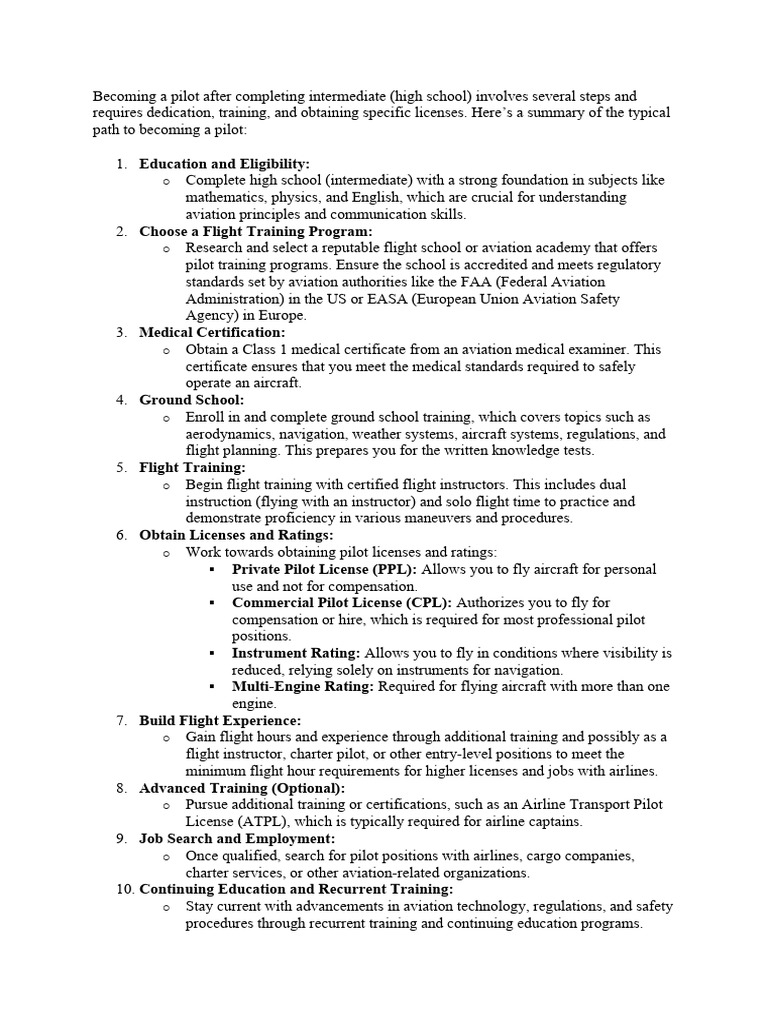 Becoming A Pilot After Completing Intermediate | PDF | Flight ...