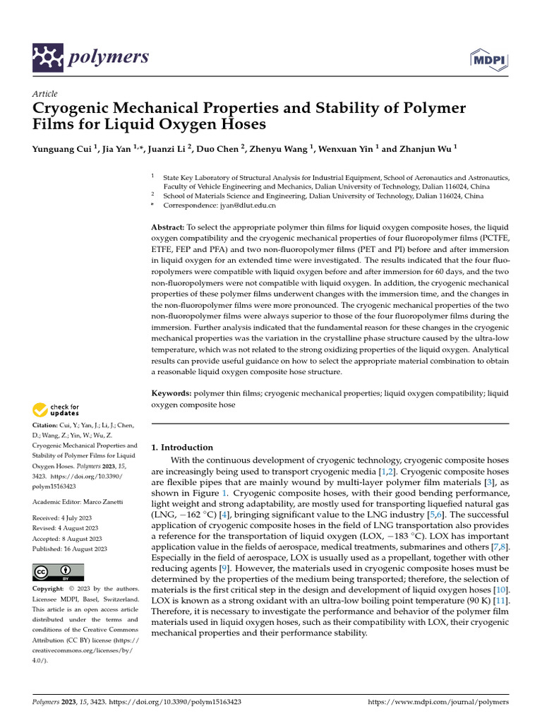 Cryogenic Mechanical Properties and Stability of PTFE | PDF ...