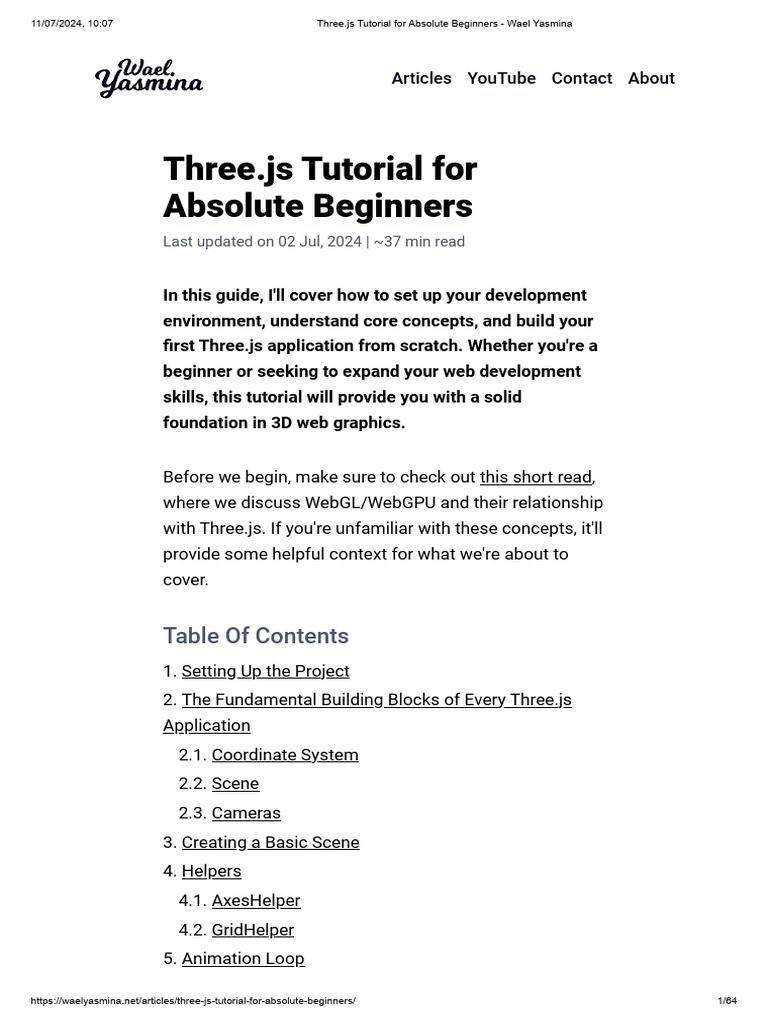 Three.js Beginner Tutorial Guide | PDF | Cartesian Coordinate System ...