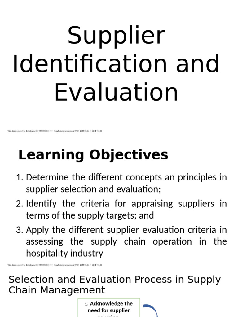 Chapter 8 Supplier - Identification - and - Evaluation | PDF | Supply ...