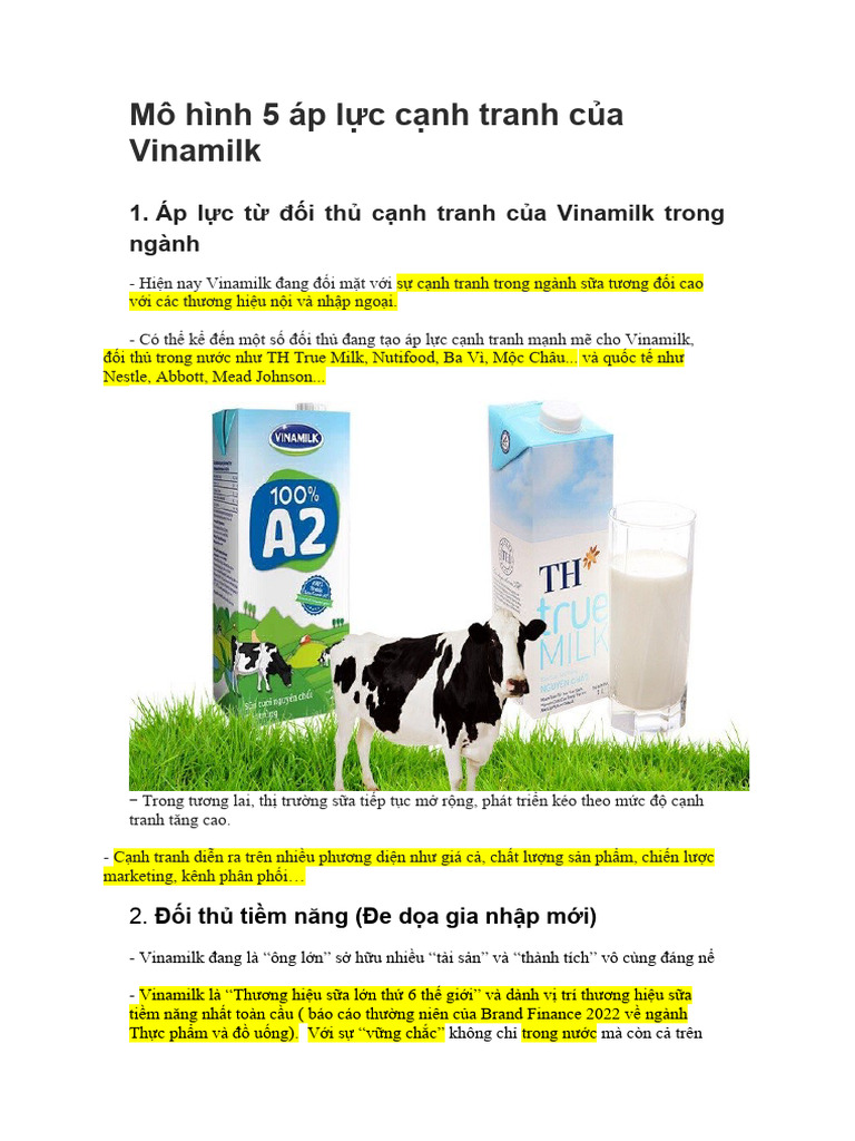 Mô Hình 5 Áp L C C NH Tranh C A Vinamilk | PDF
