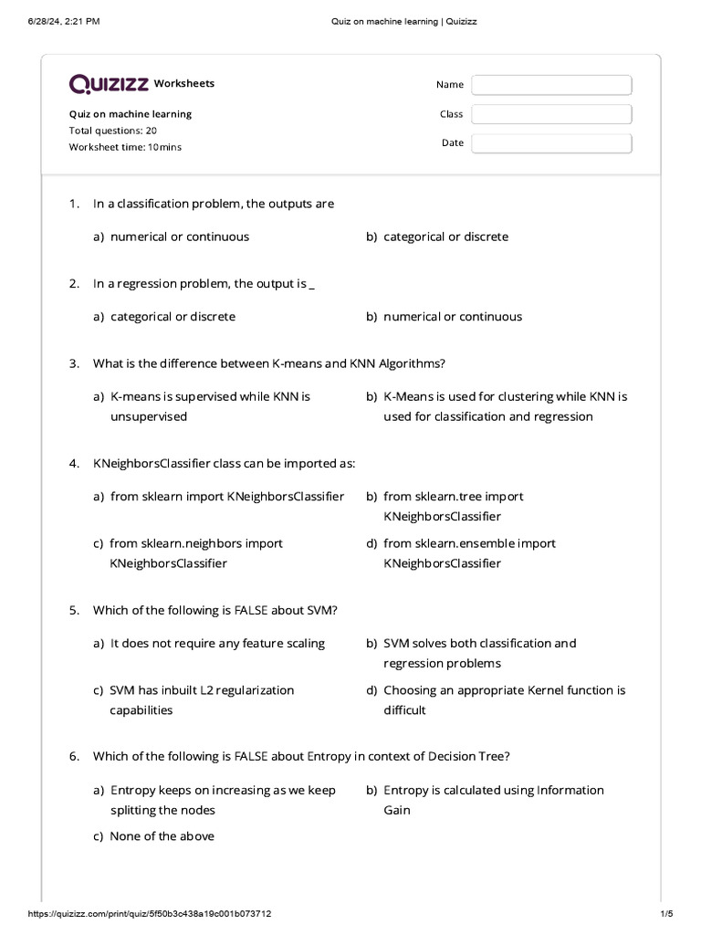 4.ques and Answers | PDF | Machine Learning | Support Vector Machine
