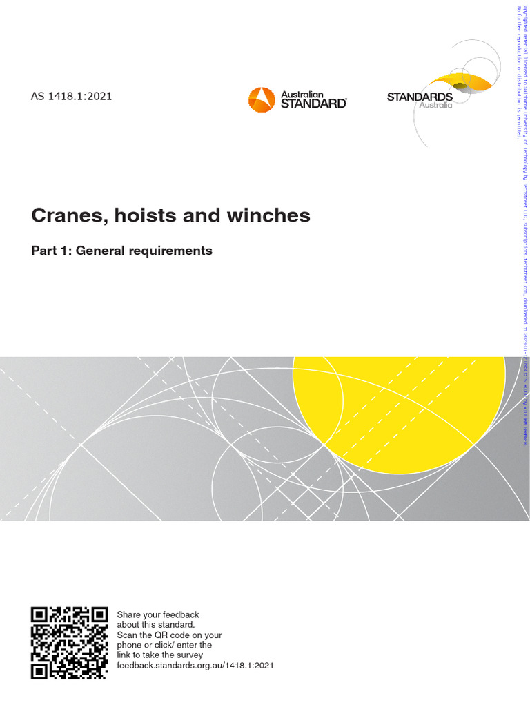 AS1418.1-2021 - Cranes, Hoists and Winches, Part 1 - General ...