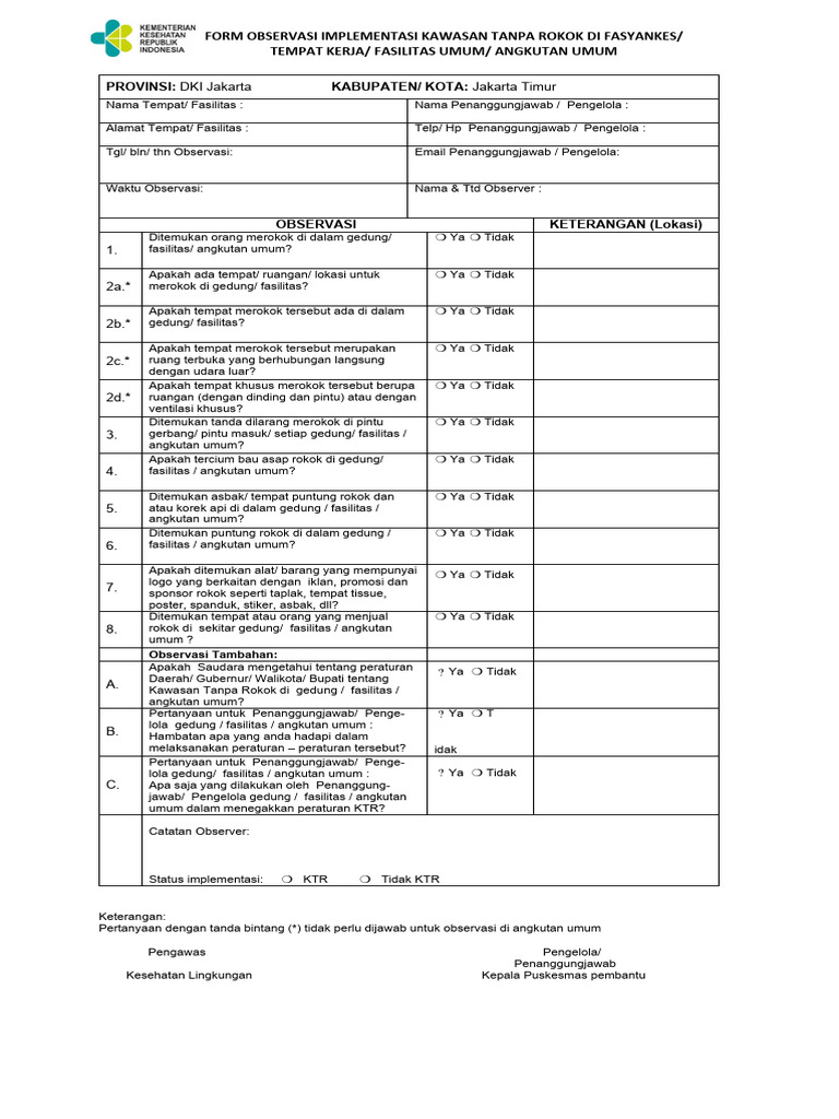 Form Observasi KTR | PDF