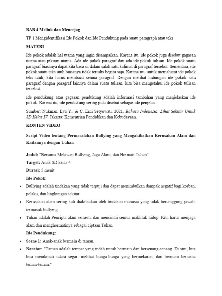 LKPD Bahasa Indoneisa Kelas 4 BAB 4, TP 1 | PDF