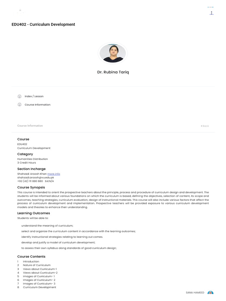 EDU402 - Curriculum Development | PDF | Curriculum | Learning