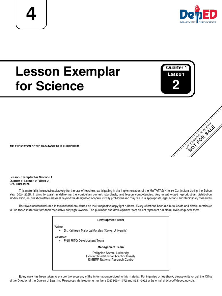 Q1 LE Science4 Lesson2-Week-2 | PDF | Multiple Choice | Learning