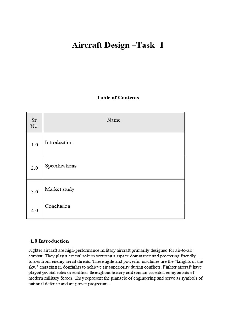 Aircraft Desing Task-1 and 2 Report Format | PDF | Aircraft | Takeoff