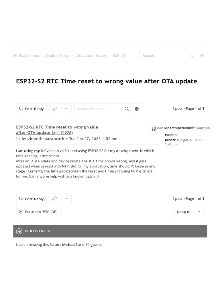 ESP32-S2 RTC Time Reset To Wrong Value After OTA Update - ESP32 Forum | PDF | Science ...