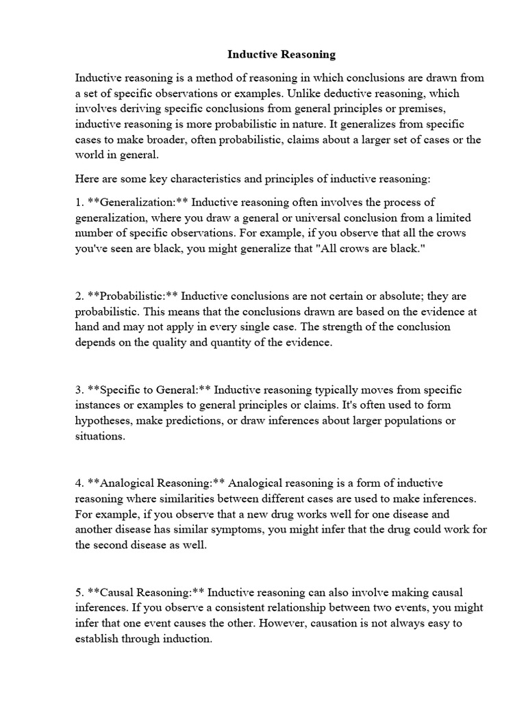 Inductive Reasoning 9 Урок | PDF | Inductive Reasoning | Reason