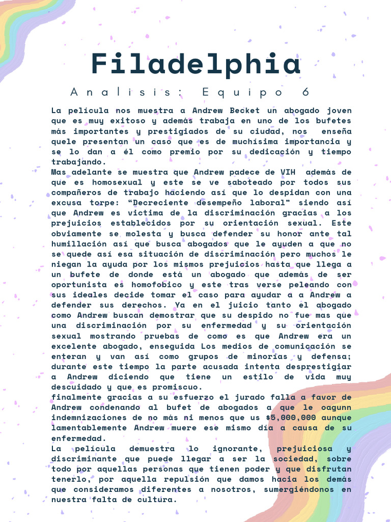 Filadelphia Análisis Equipo 6 | PDF | Política | Derecho