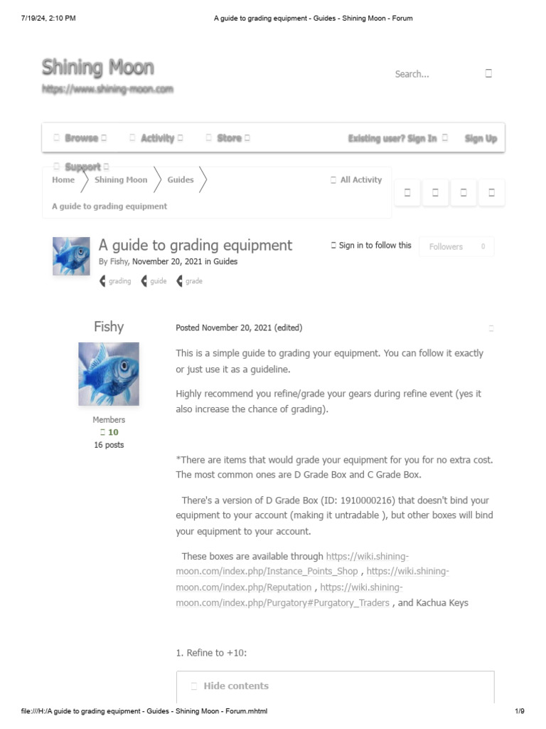 A Guide To Grading Equipment - Guides - Shining Moon - Forum | PDF