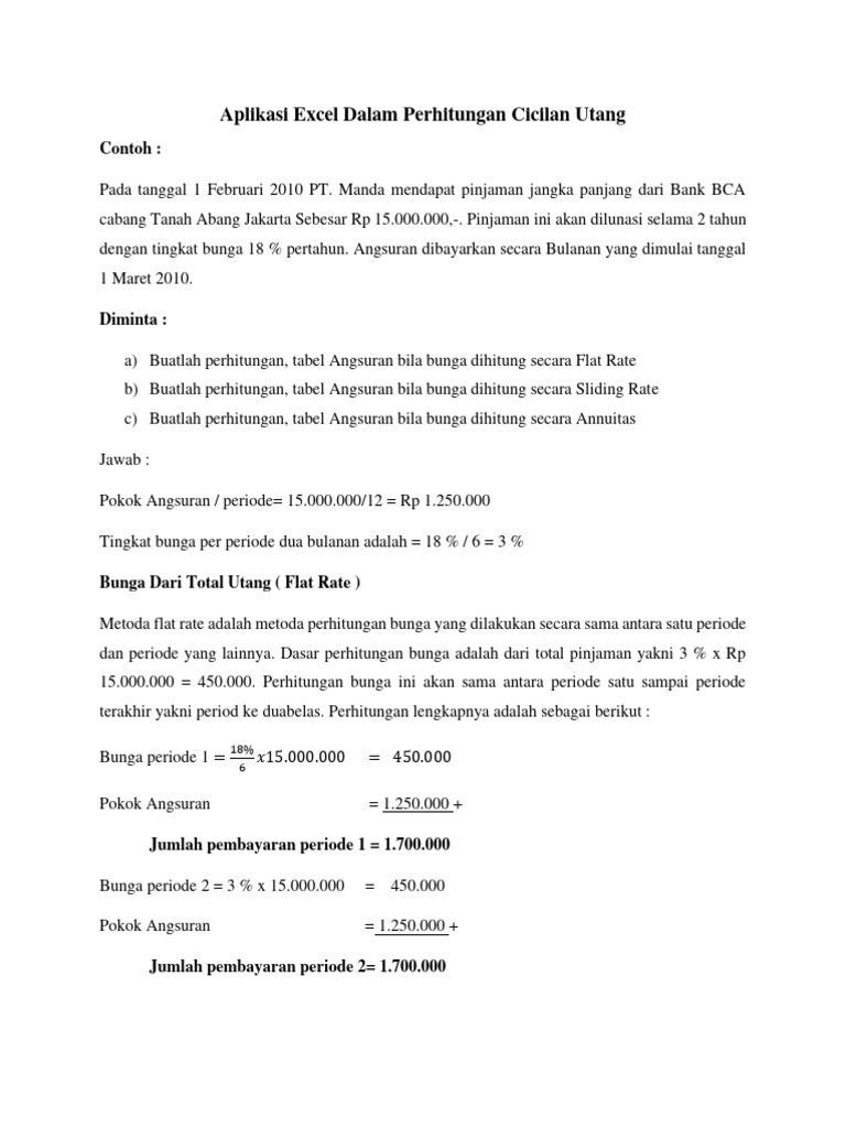 Tabel Angsuran Utang dengan Excel | PDF