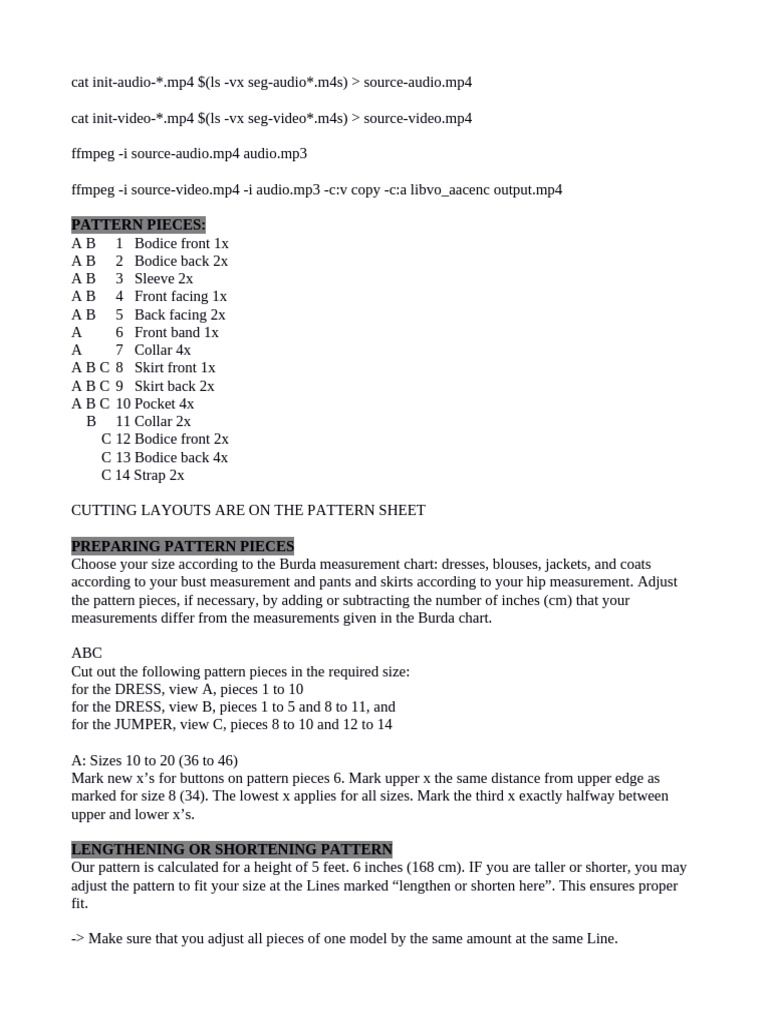 Sewing Pattern Instructions Guide | PDF | Seam (Sewing) | Fashion
