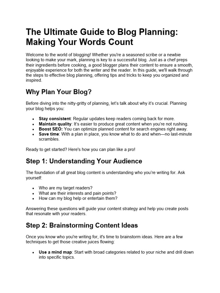 The Ultimate Guide To Blog Planning | PDF | Blog | Search Engine ...