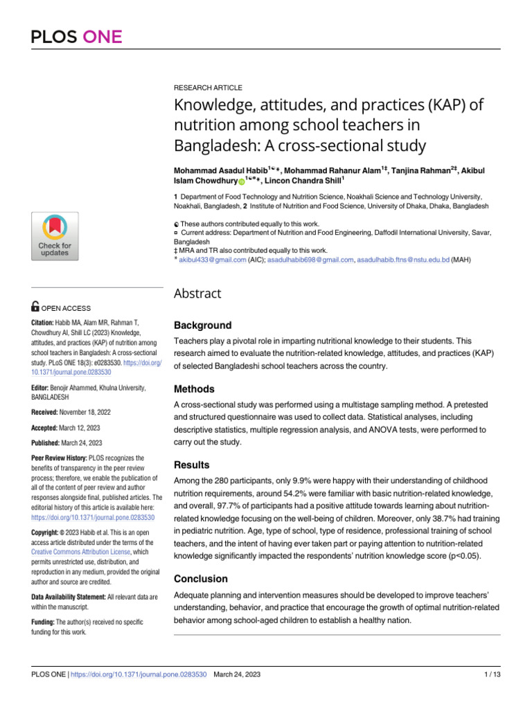 Journal Pone 0283530 | PDF | Plos One