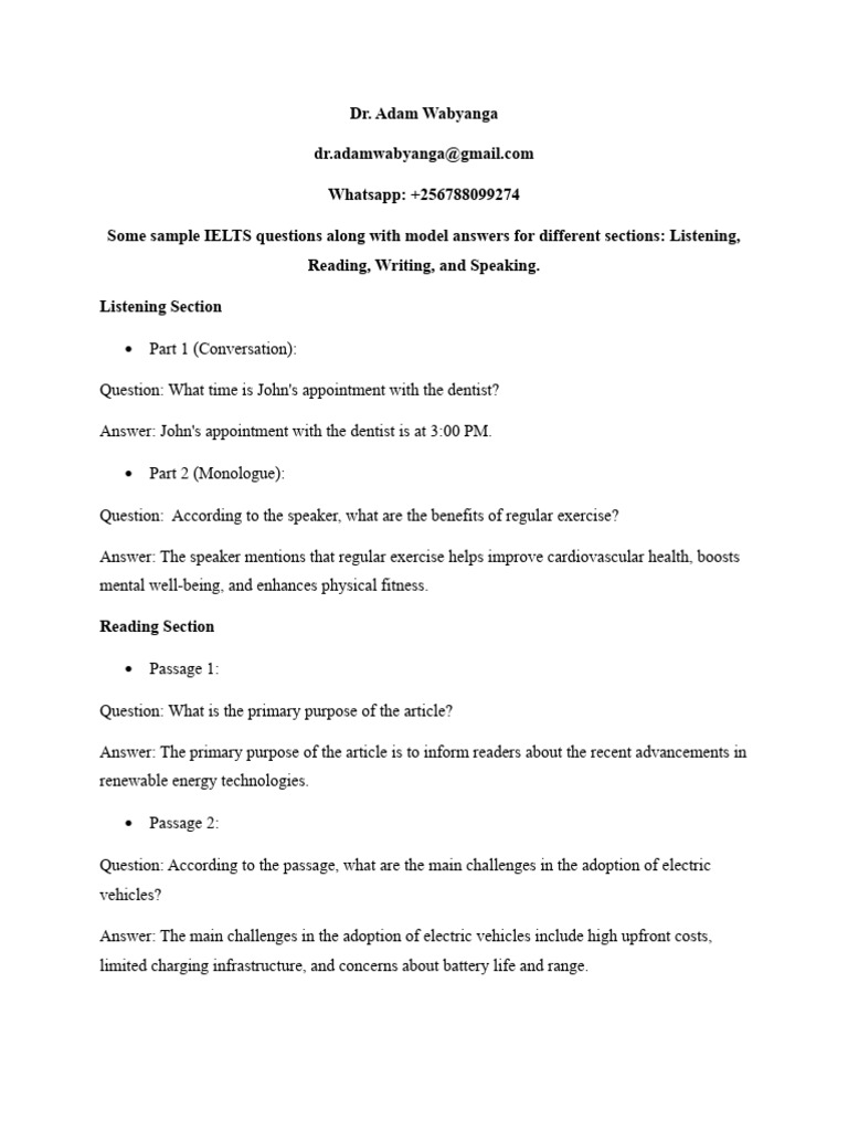 IELTS Sample Questions and Answers | PDF