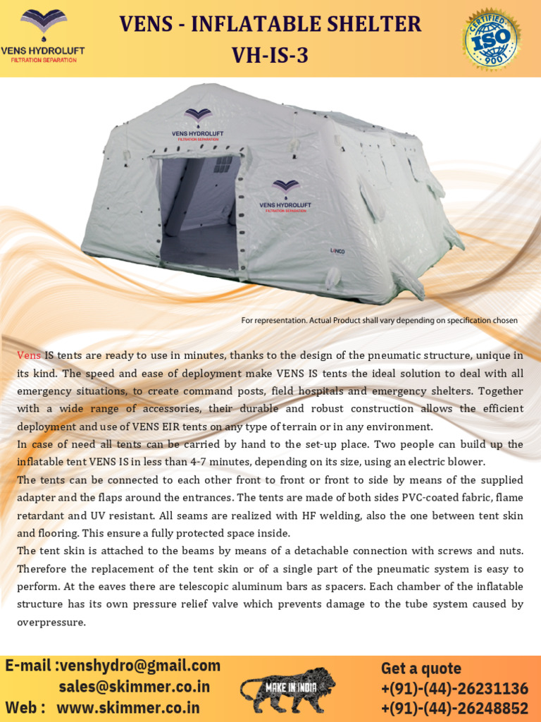 VENS Inflatable Emergency Shelter Tents | PDF