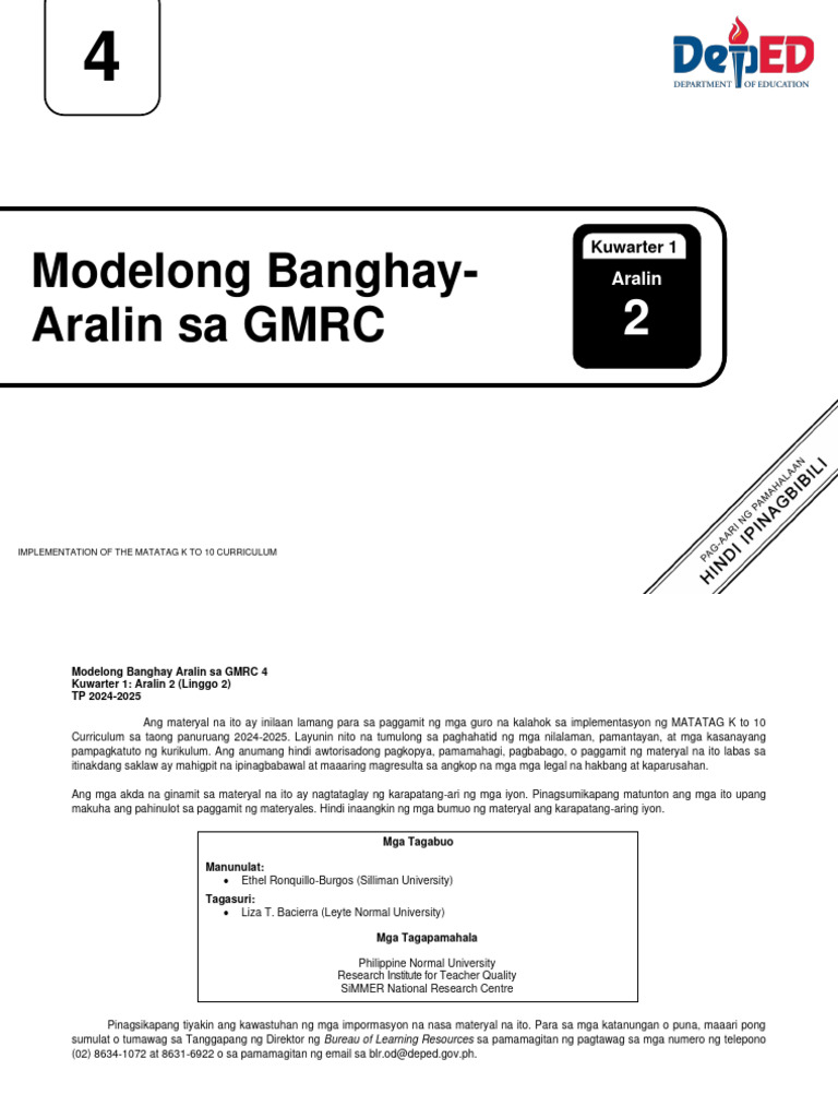 Q1_LE_GMRC 4_Lesson 2_Week 2 | PDF