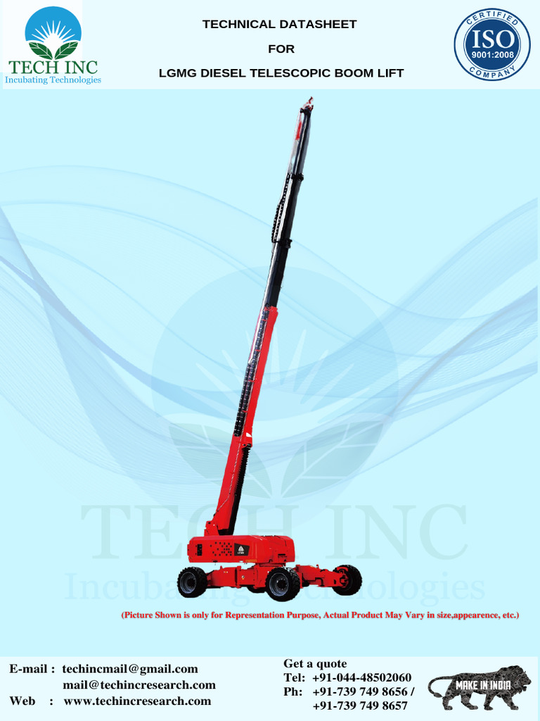 LGMG Diesel Telescopic Boom Lift Datasheet | PDF | Membrane | Vehicles