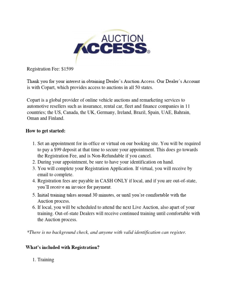 Auction Access | PDF | Fee | Payments