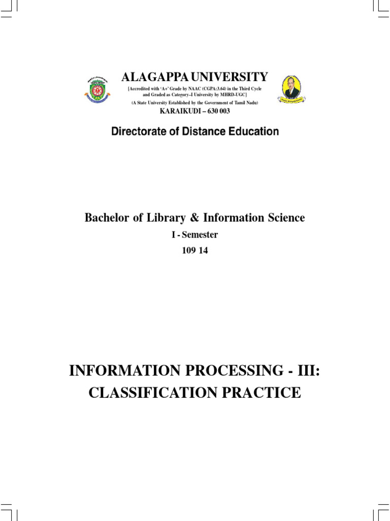 UG - Ience - 109 14 - Information Processing - III Classification ...